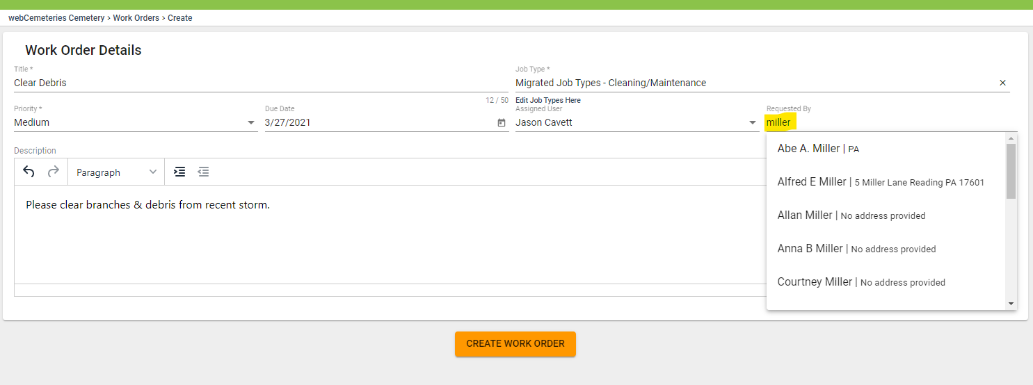 How to Create a Work Order